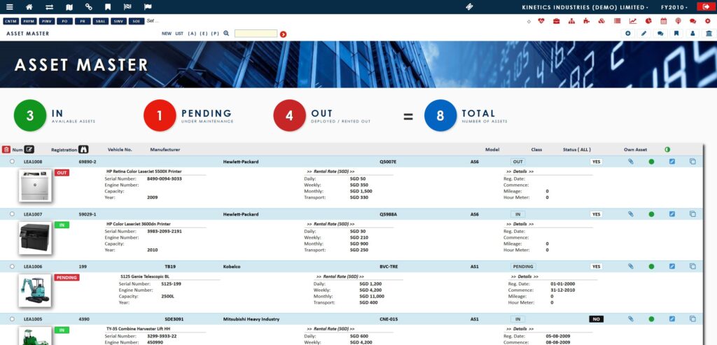 Equipment Rental Software - Globe3 ERP